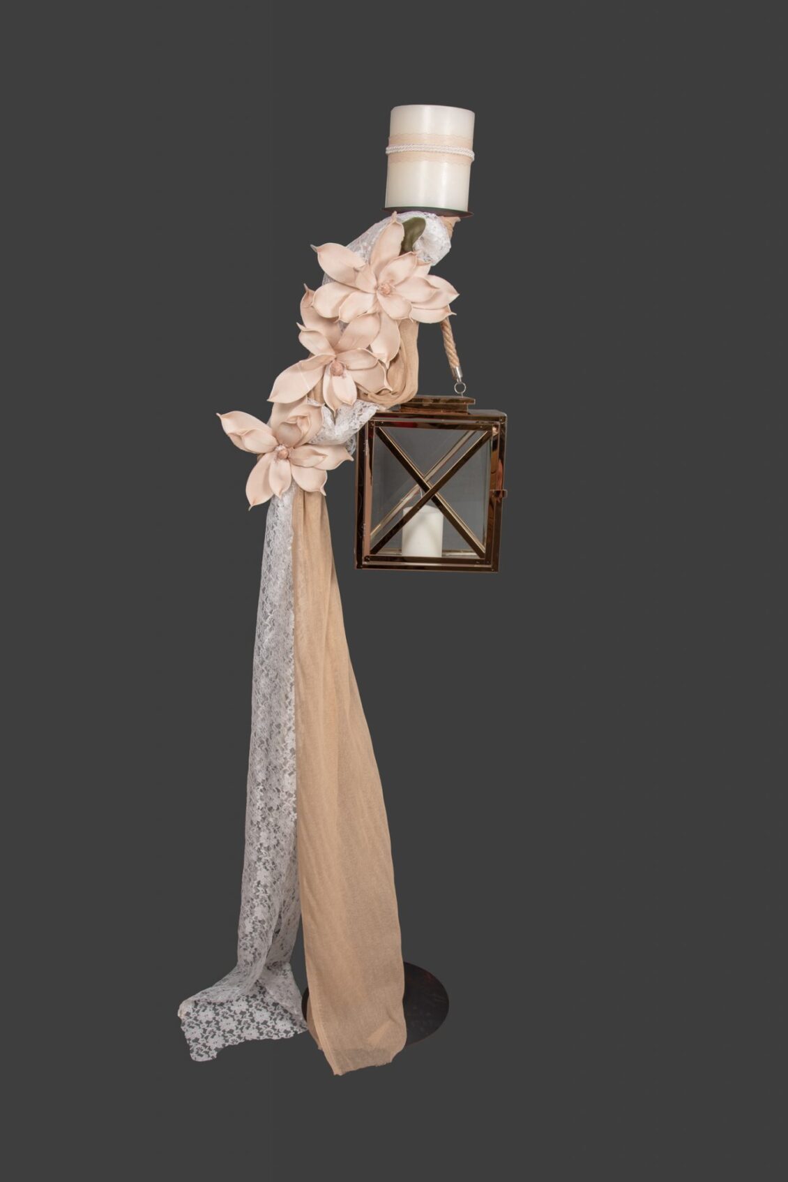 Κηροστάτης γάμου φανάρι σε pink gold - Terpsihandmade